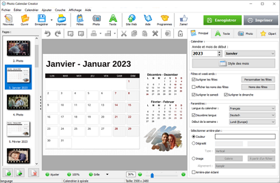Photo Calendar Creator - logiciel convivial avec +300 modèles